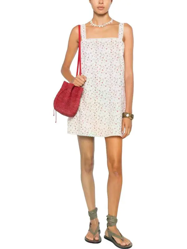Posse Charlotte Floral-print Cotton Mini Dress - Neutrals