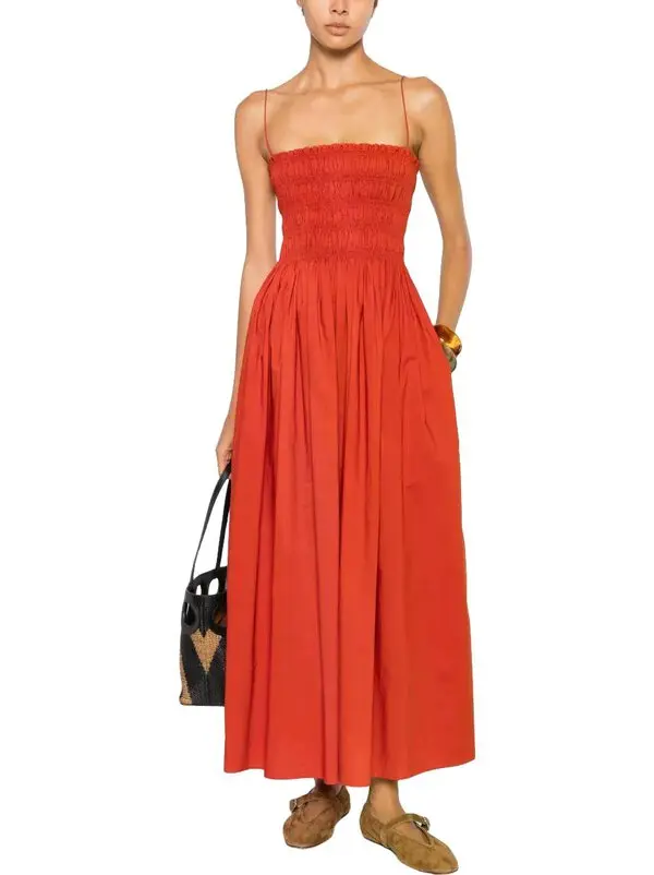 Matteau Shir Spaghetti-straps Cotton Maxi Dress - Red