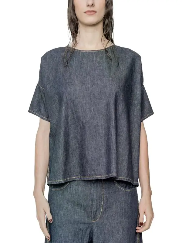 SUSANNE BOMMER Short-sleeve Denim Shirt - Blue