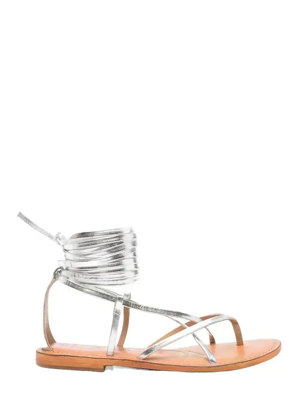 CORAL BLUE Lace-up Metallic-effect Sandals - Silver