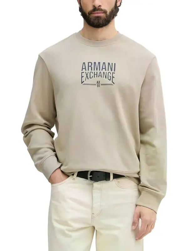 Armani Exchange Logo Print Crew Neck Sweatshirt - Neutrals