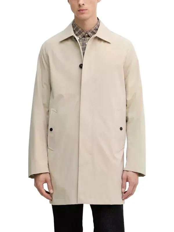 TRUSSARDI Logo Patch Button-up Coat - Neutrals