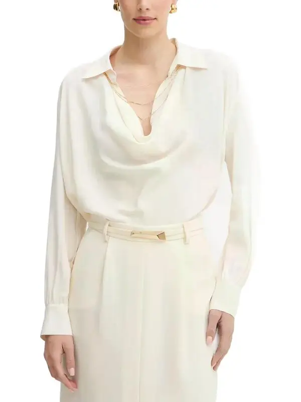 SIMONA CORSELLINI Draped Blouse With Chain Embellishment - Neutrals