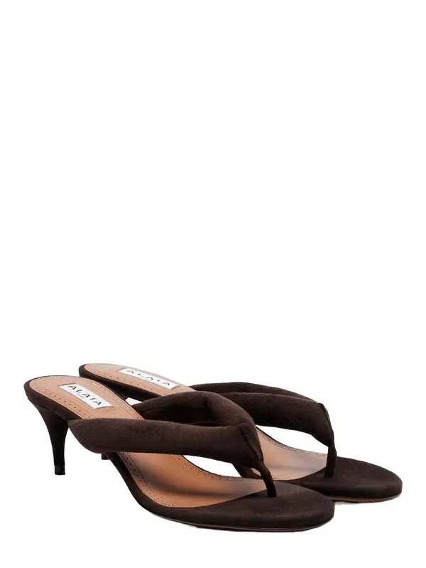 Alaïa Suede Thong Sandals - Brown