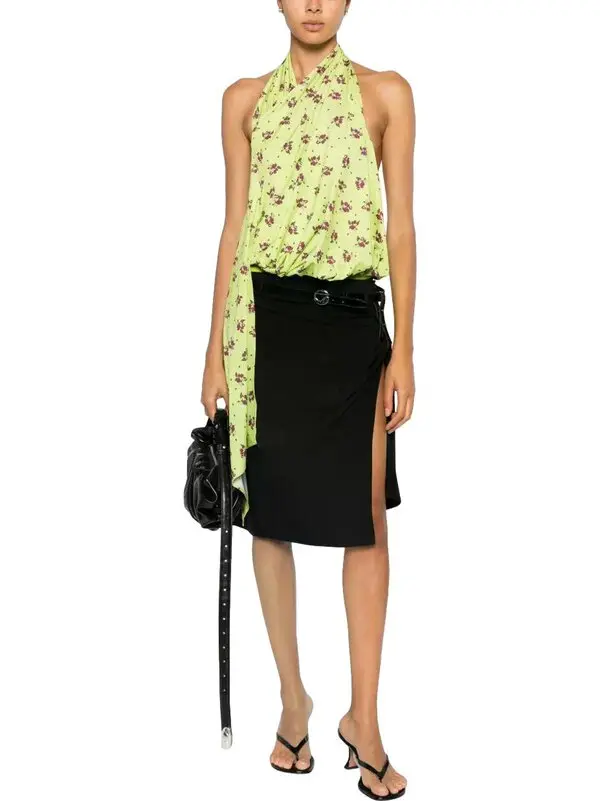 Coperni Belted Ruched Midi Skirt - Black