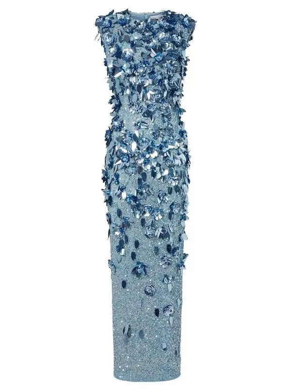 Rachel Gilbert Hugo Sequined Gown - Blue