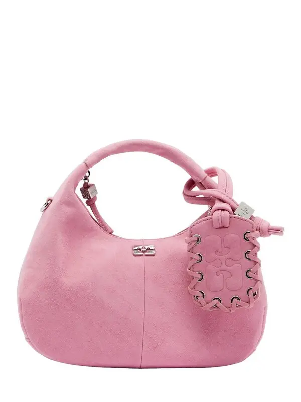 GANNI Suede Mini Top Handle Bag - Pink