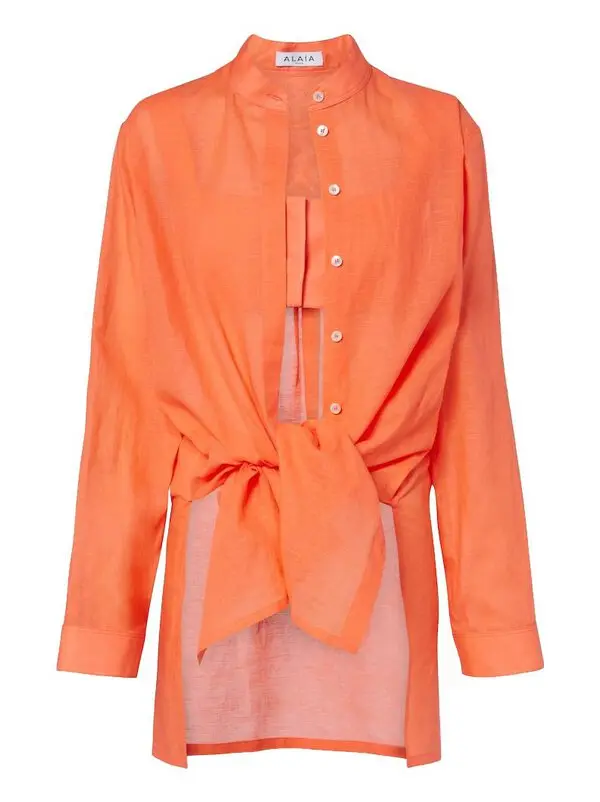 Alaïa Layered Cotton And Linen Shirt - Orange