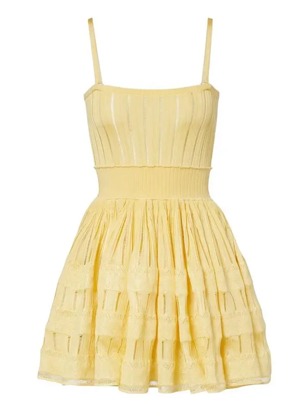 Alaïa Ribbed Knit Minidress - Yellow