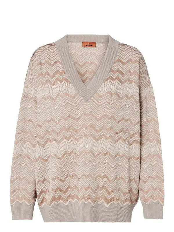 Missoni Zigzag V-neck Sweater - Beige