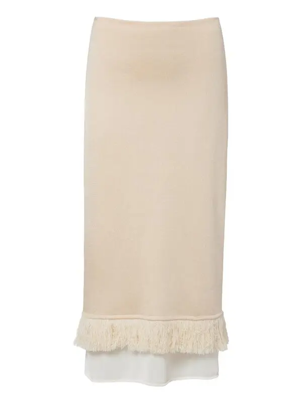 Bottega Veneta Knitted Silk Midi Skirt - Gold