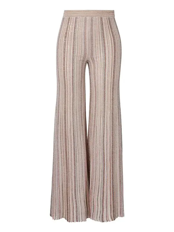 Missoni Striped Lamé Wide-leg Pants - Beige