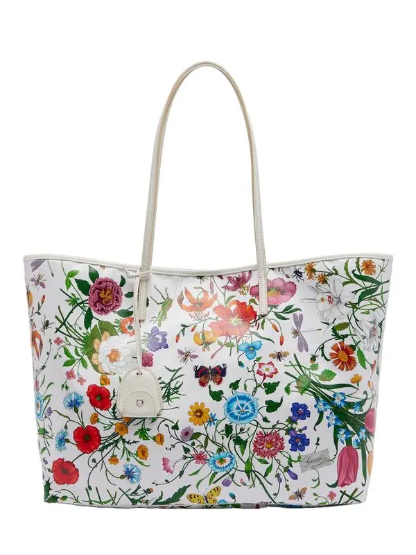 Gucci Large Floral Canvas Shopper - White