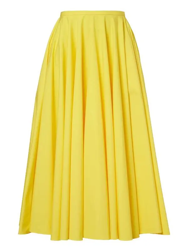 Givenchy Pleated Cotton Midi Skirt - Yellow