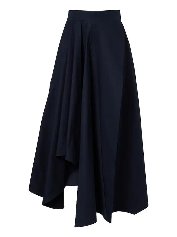 Givenchy Asymmetric Cotton Poplin Maxi Skirt - Blue