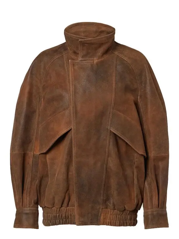 Nour Hammour Ariste Distressed Leather Jacket - Brown