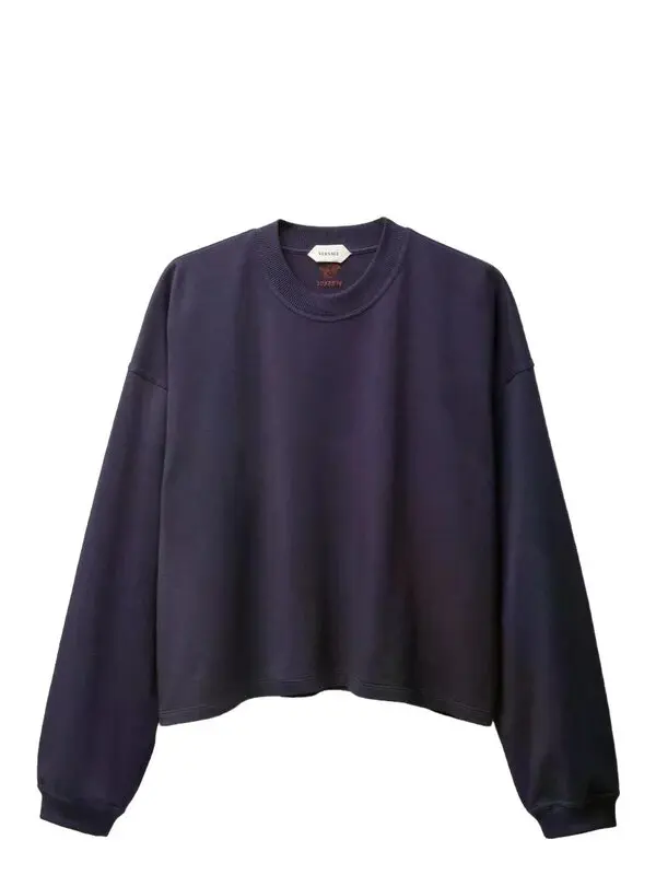 Versace Embroidered Cotton-jersey Long-sleeved T-shirt - Blue