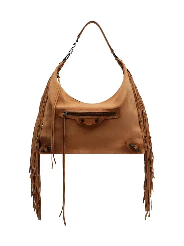 Balenciaga Le City Medium Suede Shoulder Bag - Brown