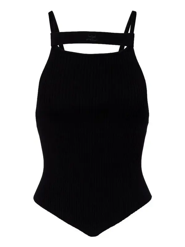 COURREGES Courrèges Ribbed-knit Tank Top - Black