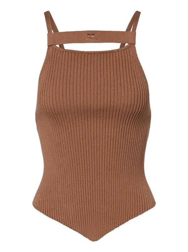 COURREGES Courrèges Ribbed-knit Tank Top - Brown