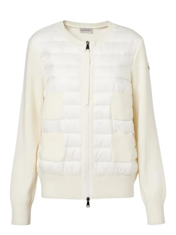 Moncler Down-paneled Virgin Wool Cardigan - White
