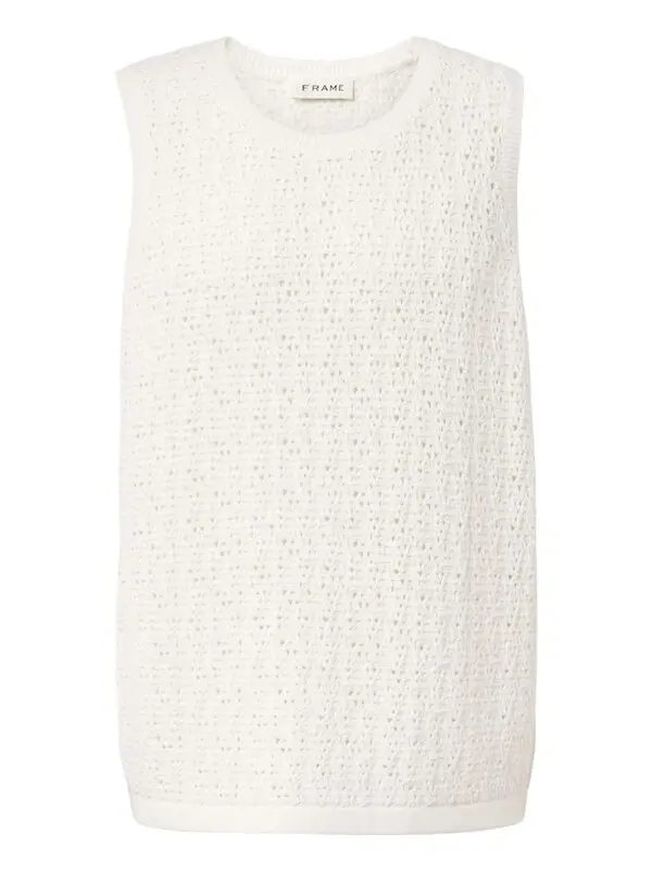 FRAME Crochet Cotton-blend Tank Top - White