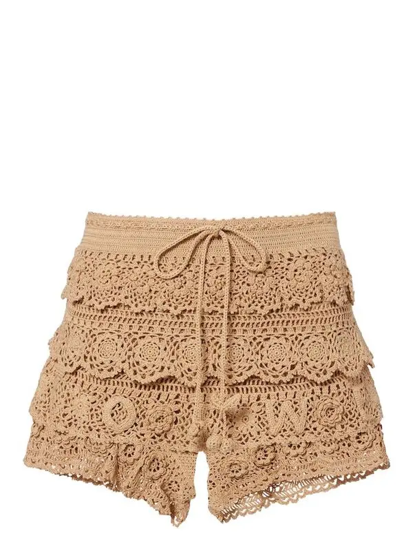 Loewe Crochet Cotton Micro Shorts - Beige