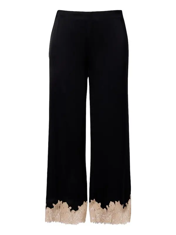 Rixo Marcela Wide-leg Pants With Lace Trim - Black