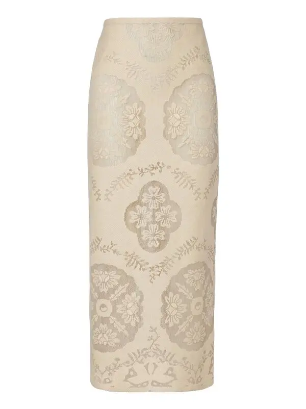 Valentino Garavani Floral Jacquard Midi Skirt - Beige