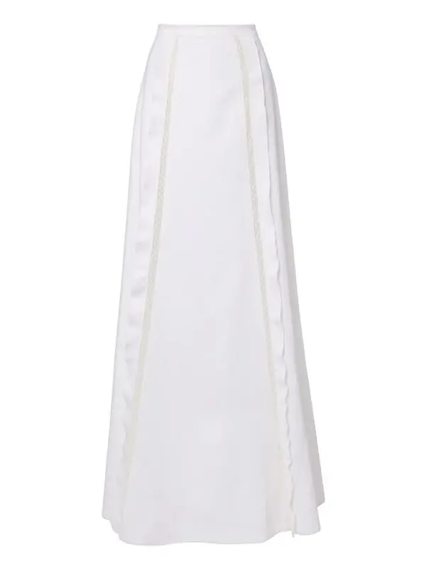 Valentino Garavani Lace-trimmed Linen Maxi Skirt - White