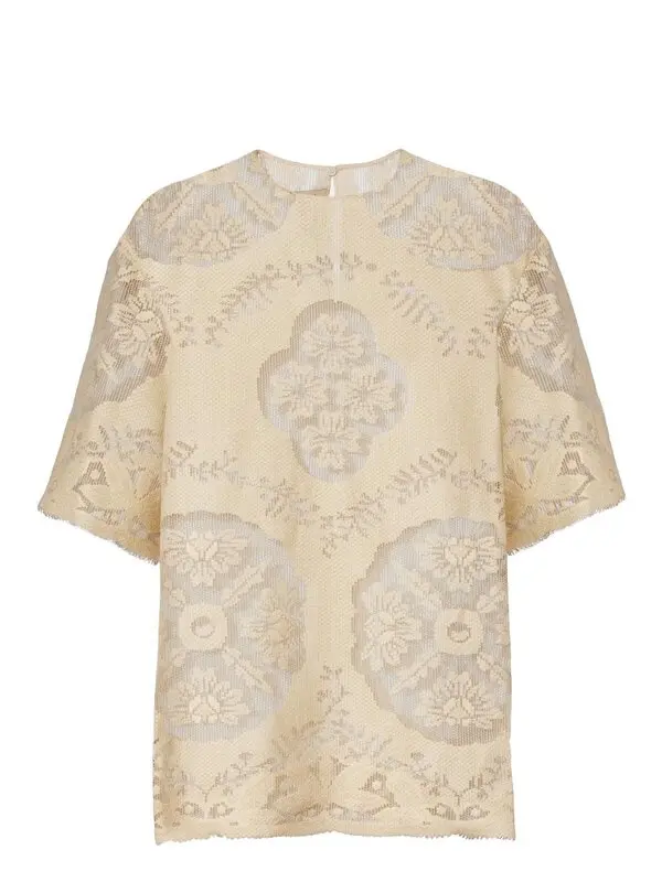 Valentino Garavani Floral Knitted Cotton-blend Top - Beige