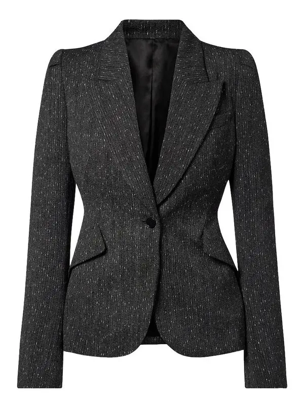 Alexander McQueen Single-breasted Wool Blazer - Grey