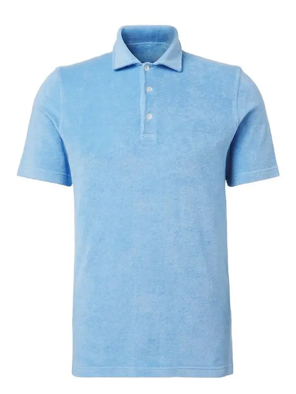 Fedeli Cotton Terry Polo Shirt - Blue