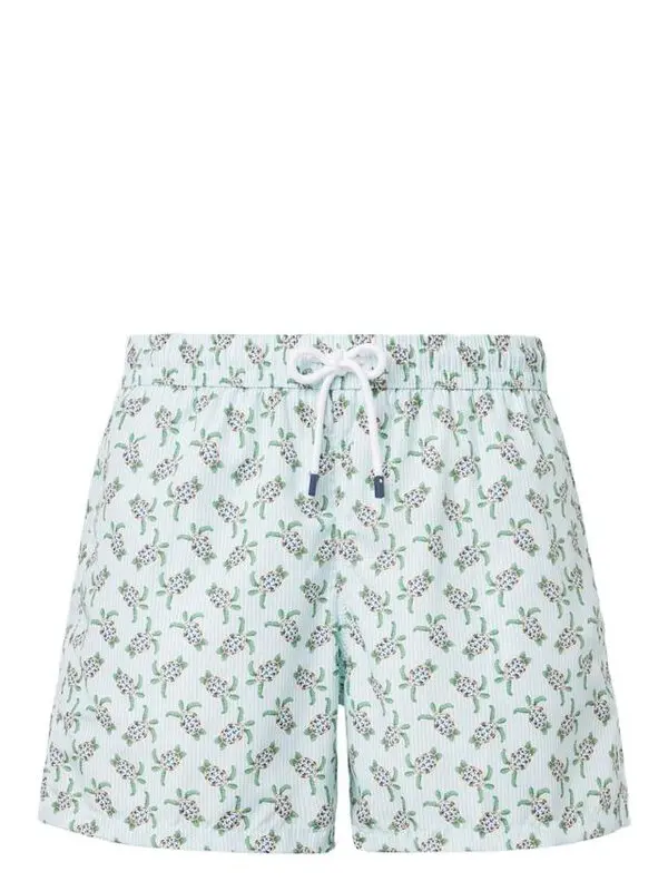 Fedeli Printed Swim Trunks - Green