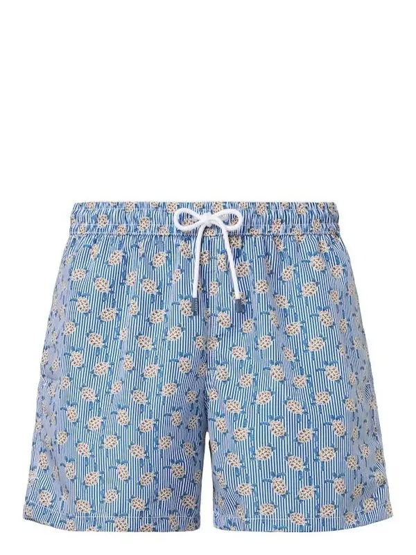 Fedeli Printed Swim Trunks - Blue
