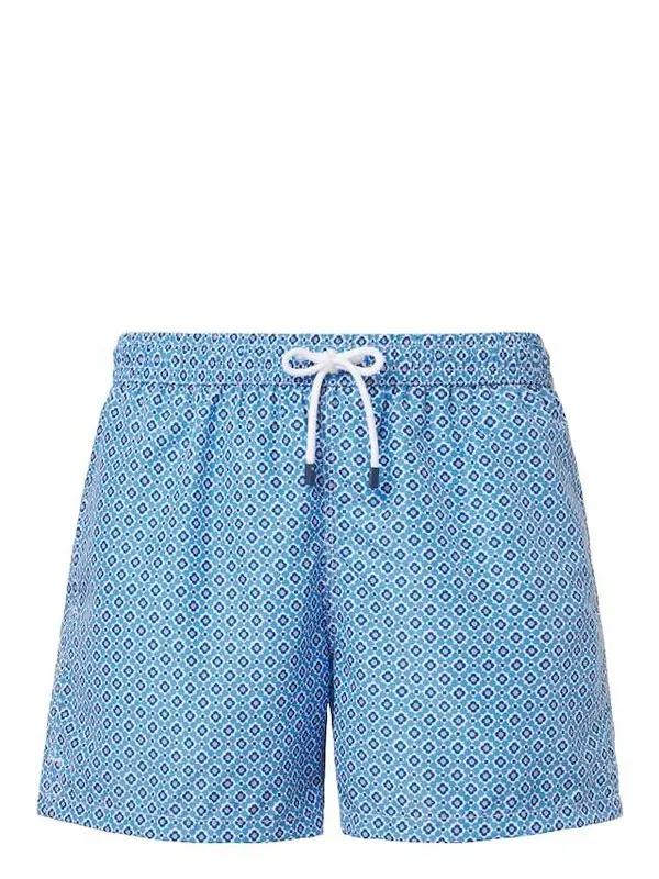 Fedeli Printed Swim Trunks - Blue