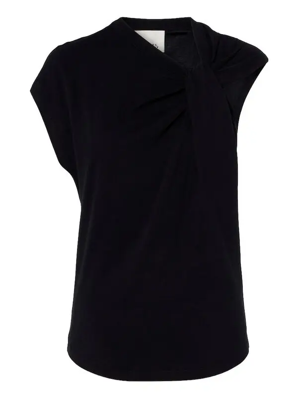 Isabel Marant Étoile Nayda Gathered Cotton Jersey T-shirt - Black