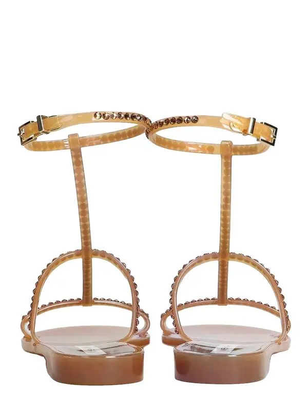 Menghi Crystal Embellished Ankle Strap Sandals - Neutrals