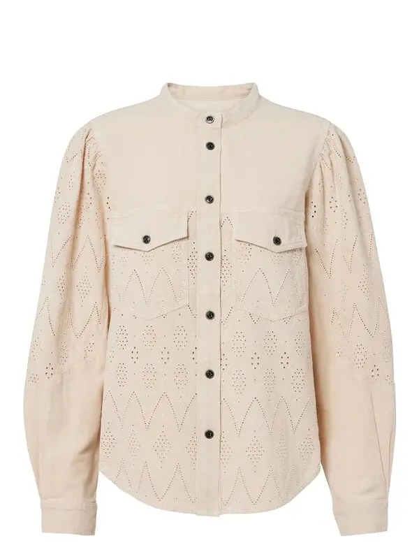 MARANT ETOILE Marat Etoile Kaina Broderie Anglaise Cotton Blouse - Beige