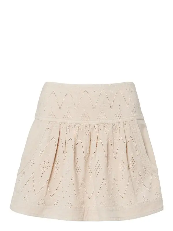 MARANT ETOILE Broderie Anglaise Cotton Miniskirt - Beige