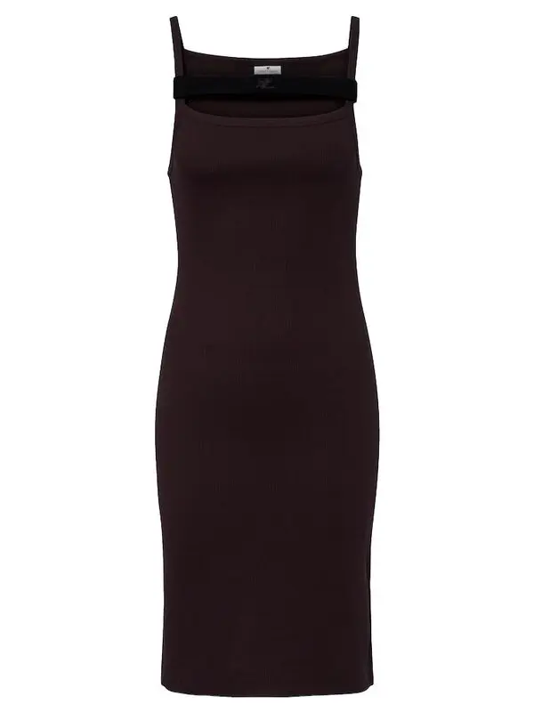 COURREGES Ribbed-knit Cotton Jersey Midi Dress - Brown