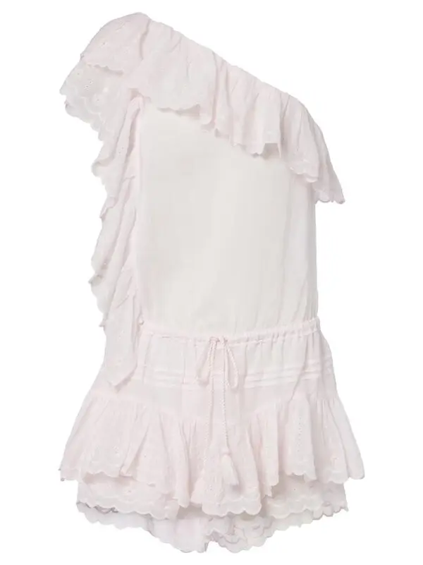 MARANT ETOILE Embroidered Ruffled Minidress - Pink