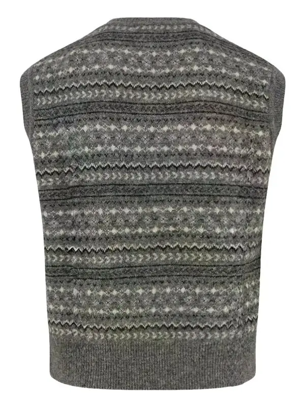 DUNST Fair Isle V-neck Knit Sweater - Grey