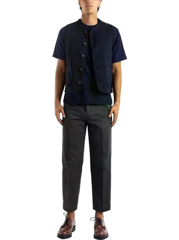 MOMOTARO Yarn-dyed Short-sleeve T-shirt - Blue