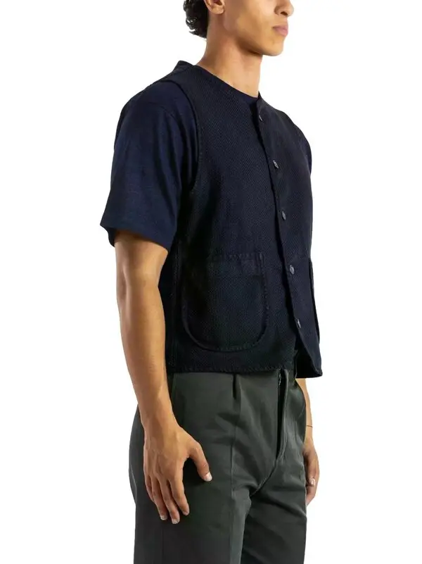 MOMOTARO Sashiko Overdyed Vest - Blue