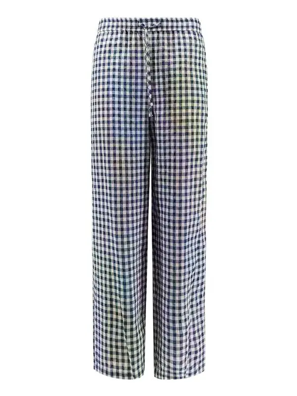 DUNST Check-pattern Wide-leg Trousers - Blue