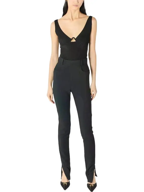 MARINE SERRE Ribbed Knit Moon-pendant Tank Top - Black