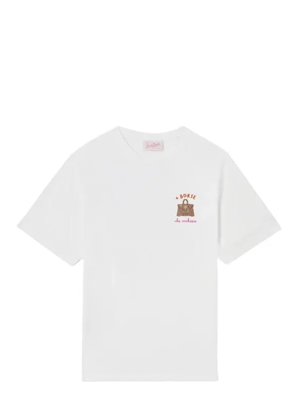 MC2 SAINT BARTH Emilie Rhinestone Embellished T-shirt - White