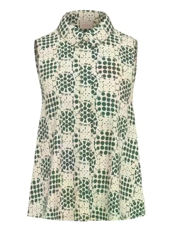 Marella Sleeveless Geometric Print Shirt - Neutrals