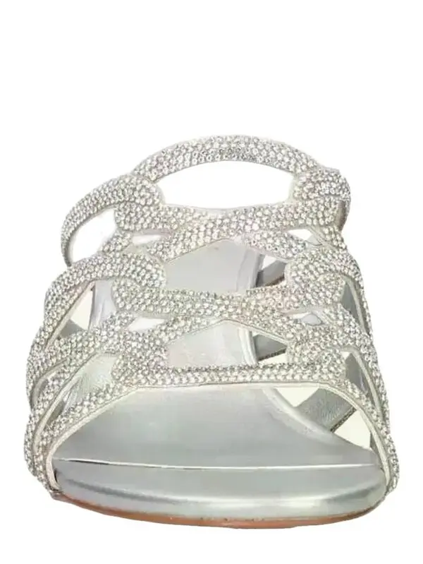 ALBANO Vanity Crystal Embellished Caged Sandals - Silver